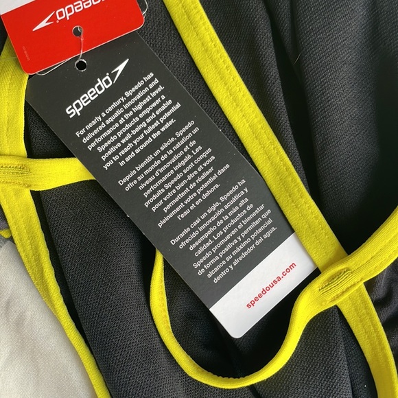 Speedo | Swim | Nwt Speedo Infinite Pulse Black And Yellow Cross Back ...